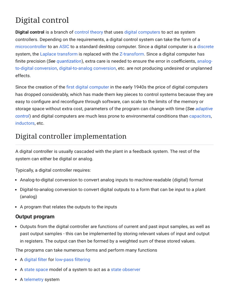Digital Controller | PDF | Control Theory | Sampling (Signal Processing)