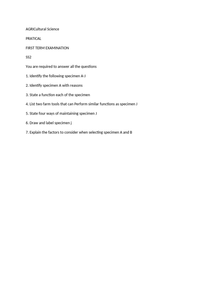 Agric Pratical SS2 | PDF
