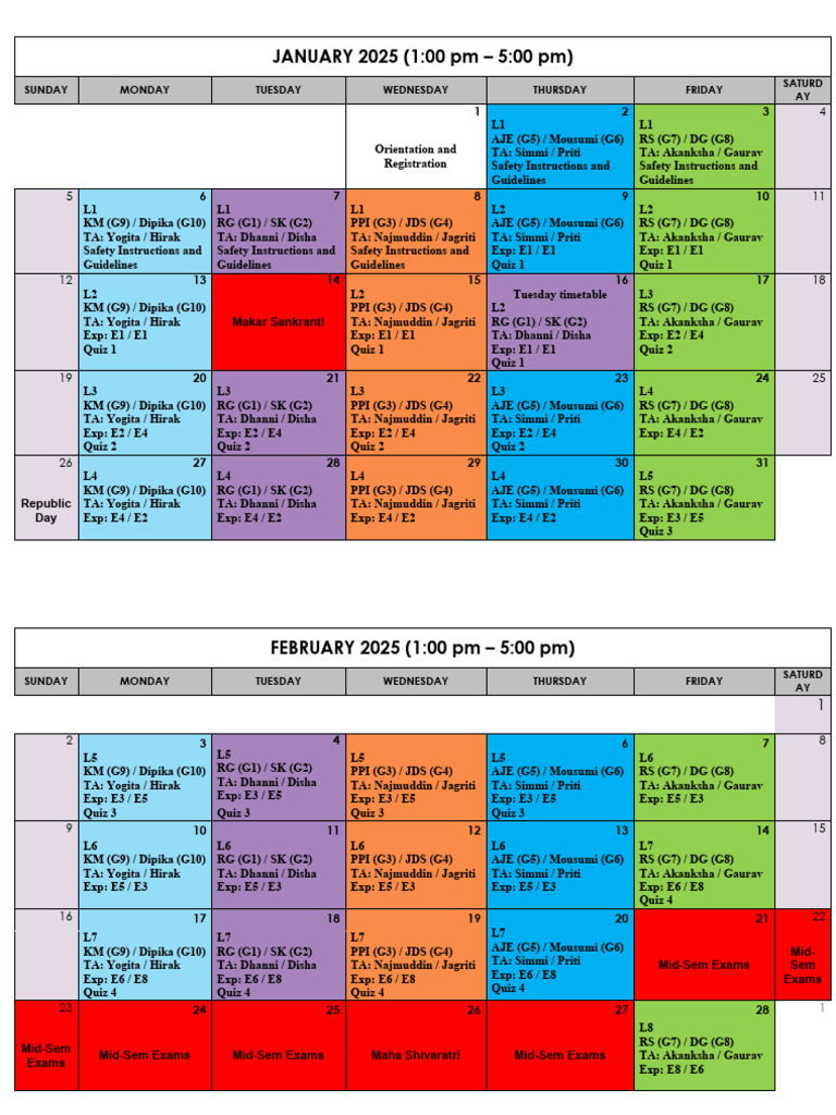 CMP100 Schedule Sem II 2024 2025 Afternoon Schedule 30-12-2024 | PDF ...
