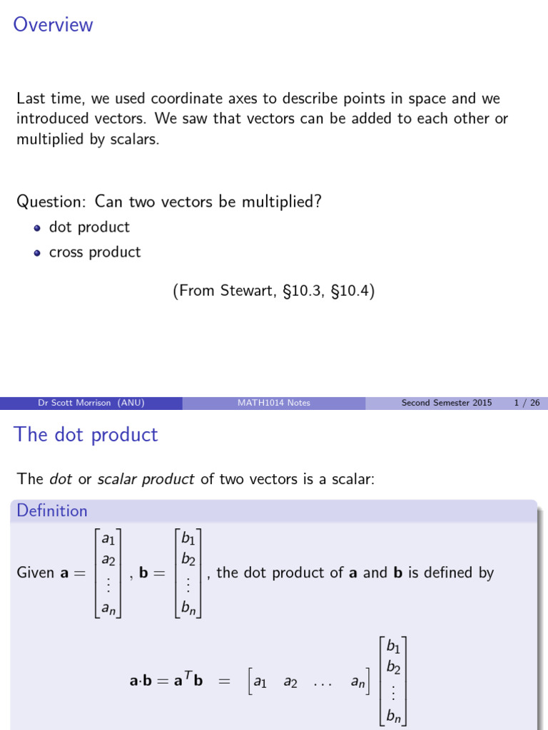 MATH1014 LinearAlgebra Lecture02.slides | PDF | Euclidean Vector | Determinant