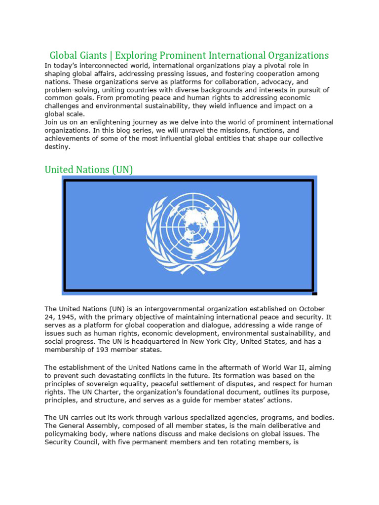 International Organizations | PDF | International Atomic Energy Agency ...