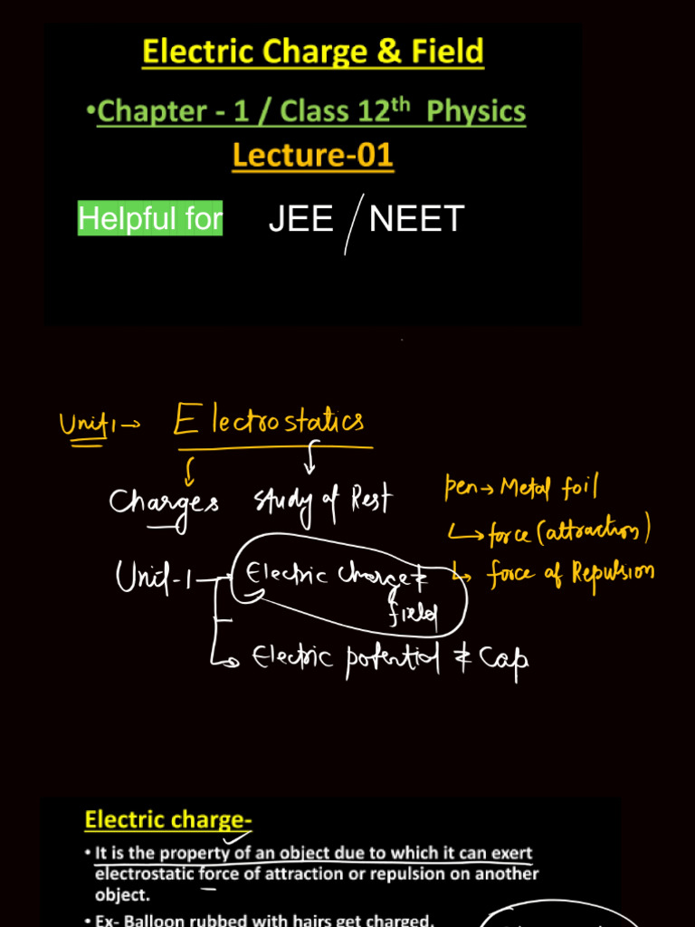 Lecture 01 Electric charge & field | PDF