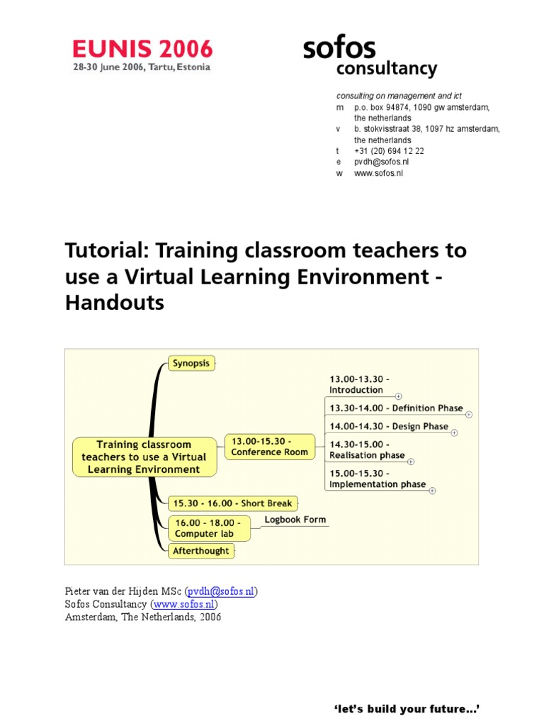 Sofos: Tutorial: Training Classroom Teachers To Use A Virtual Learning Environment - Handouts ...