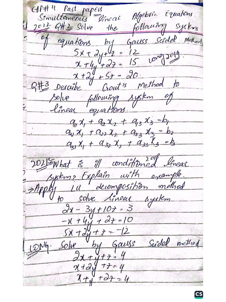 System of Linear Equations (Past Ppers Question) | PDF
