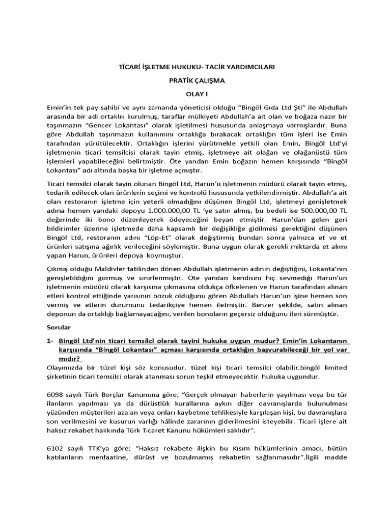 Ticaret Pratik 1 Dönem | PDF