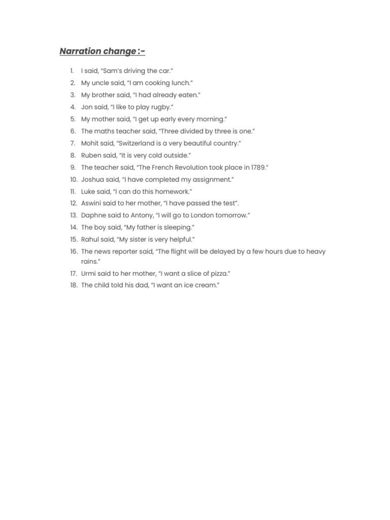 Narration Change | PDF