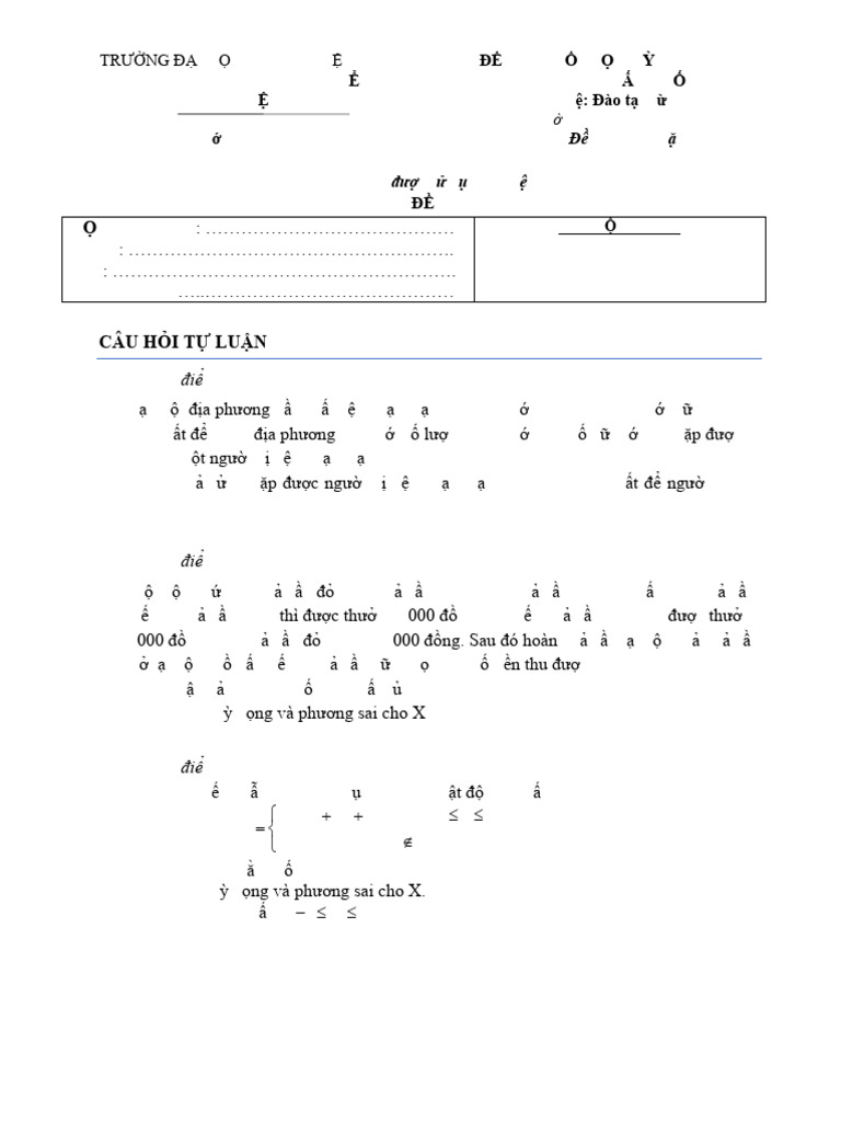 De thi Ket thuc mon - HK3 nam hoc 2023-2024 - XSTK - CITD - DE 1 | PDF