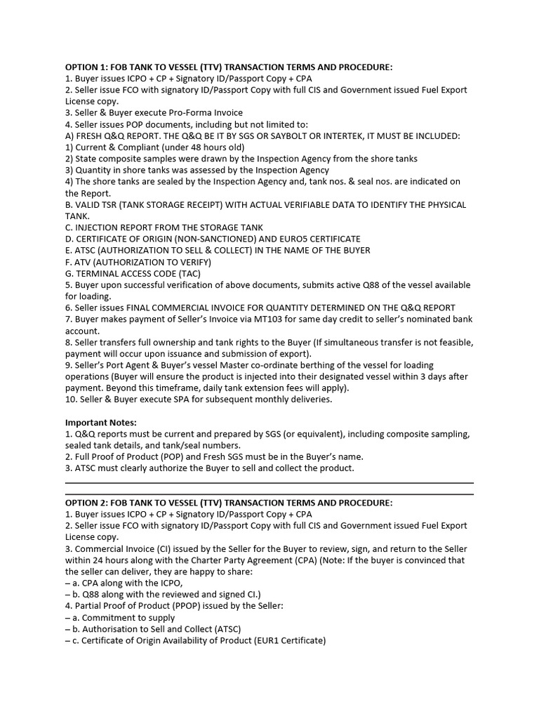 FOB TTV Procedure - Preferable | PDF | Invoice