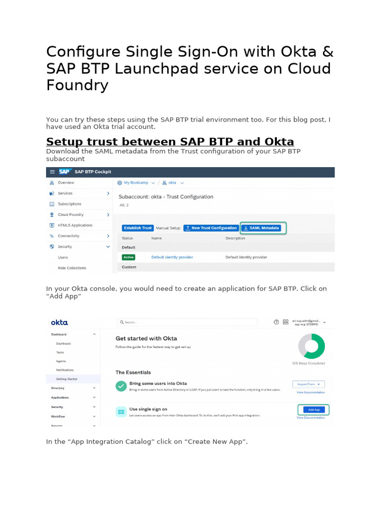 Configure Single Sign - BTP-1 | PDF | Login | Information Technology