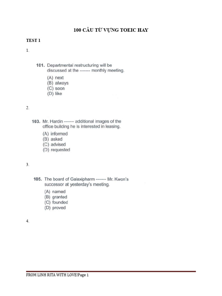100 Câu T V NG Toeic Hay B 3 | PDF