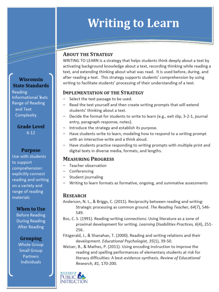 Writing - To - Learn Zadania | PDF | Reading Comprehension | Cognition