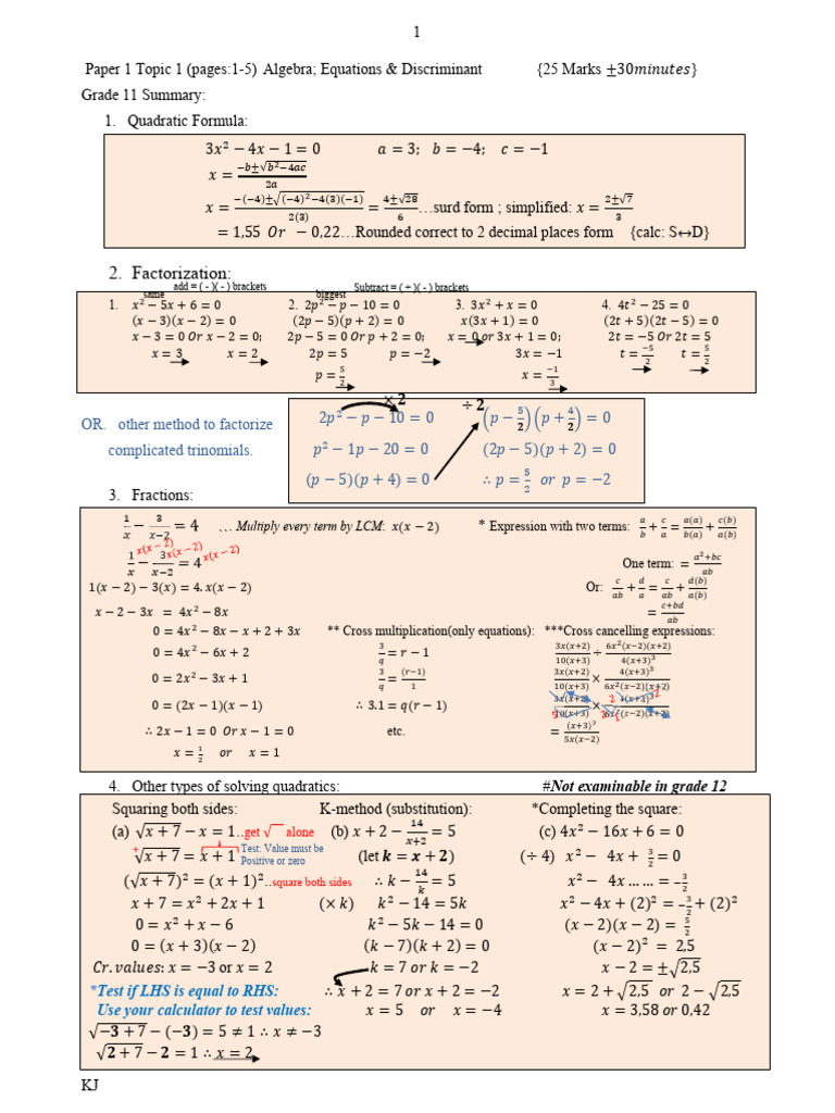 Gr12 Mathematics pre-lesson | PDF | Quadratic Equation | Mathematical ...