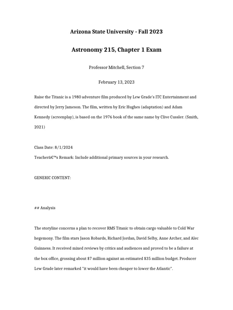Astronomy 215 Chapter 1 Exam | PDF