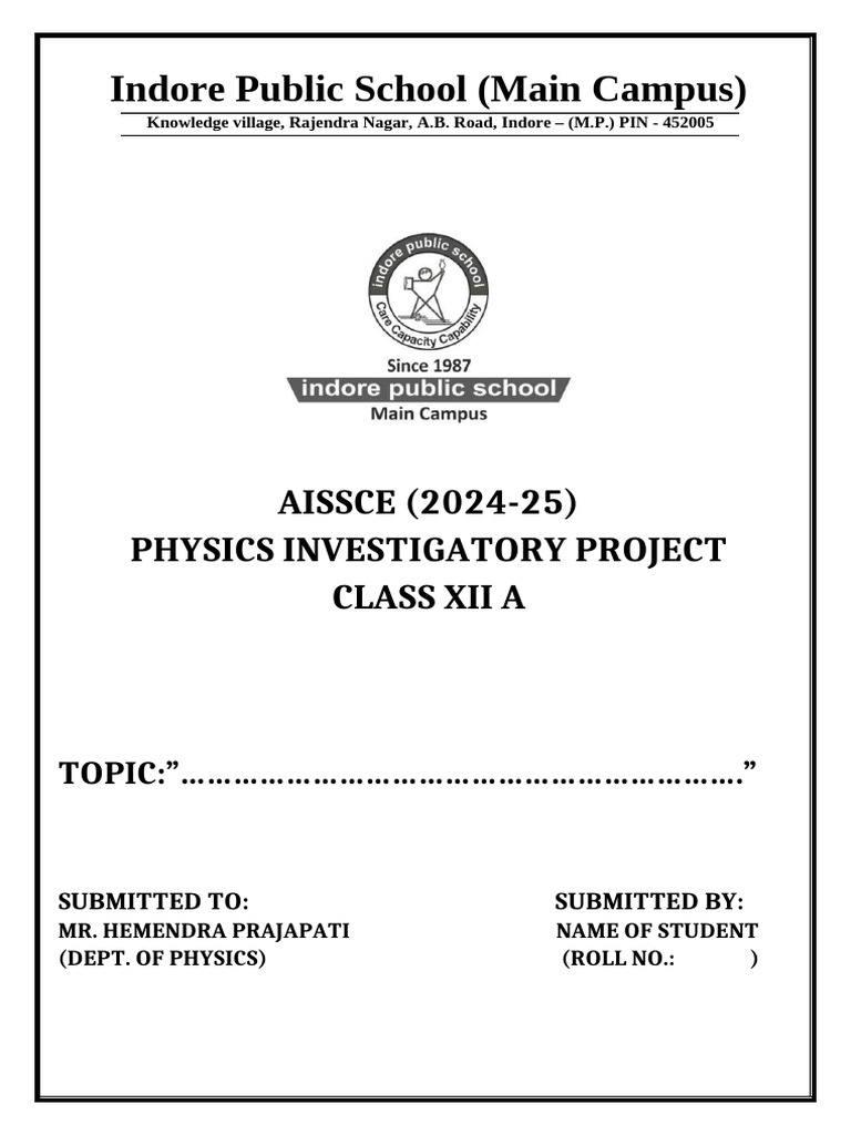 Physics Project Declaration Form | PDF