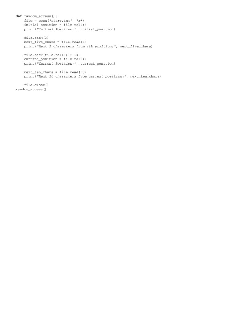 Python Random File Access Example | PDF