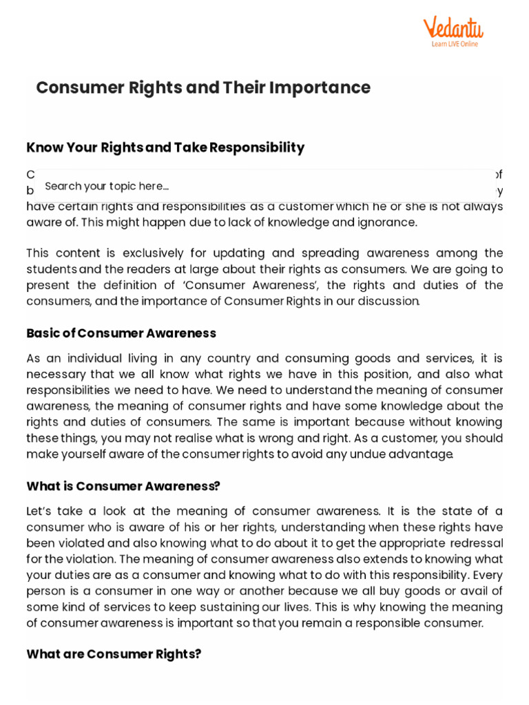 Consumer Rights and Their Importance | PDF