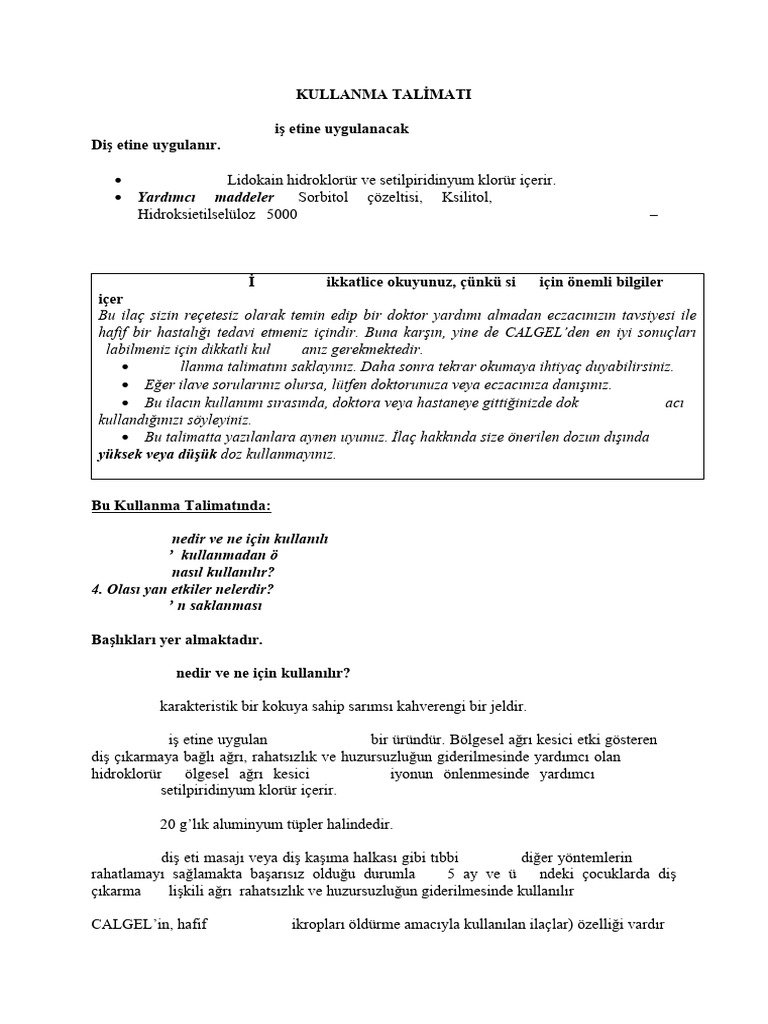 Calgel 033 010 Dis Etine Uygulanacak Jel 89ff Kt | PDF