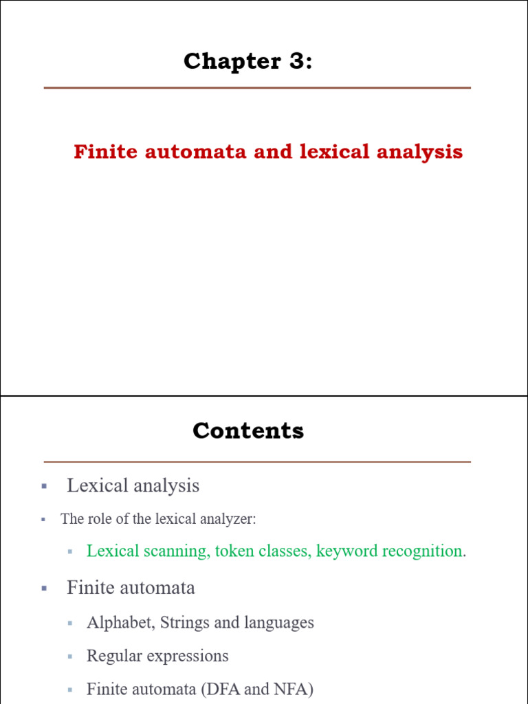Chapter 3 Finite Automata and Lexical Analysis | PDF | Automata Theory | Computer Programming
