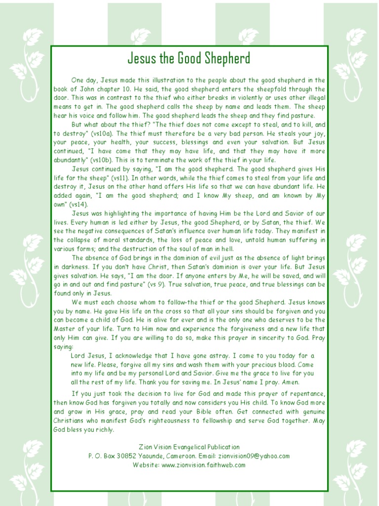 The Good Shepherd | PDF | Grace In Christianity | Jesus