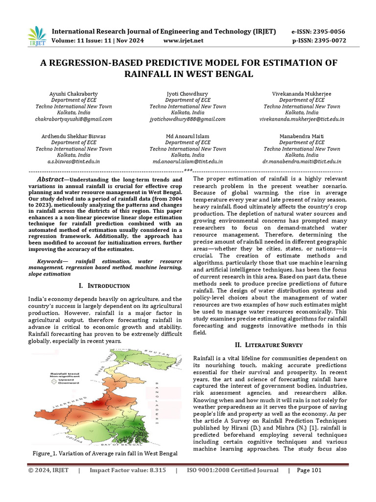 Rainfall Prediction Model for West Bengal | PDF | Regression Analysis ...