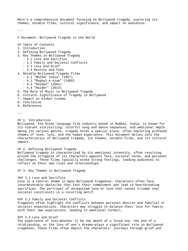 Exploring Bollywood Tragedy Themes | PDF | Tragedy