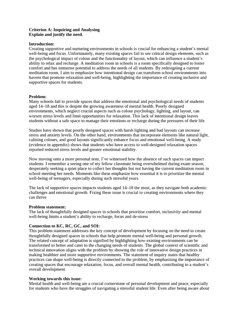 Criterion A Strand 1 and 2 | PDF | Mental Health | Psychology