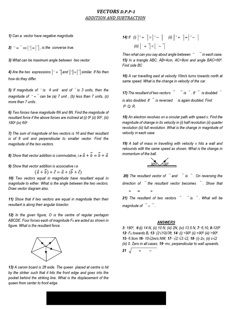 Vector Addition & Subtraction | PDF | Euclidean Vector | Velocity