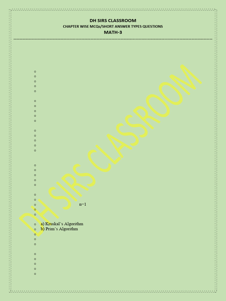 Chapter Wise Short Questions (Math-3) | PDF | Vertex (Graph Theory) | Computational Complexity ...