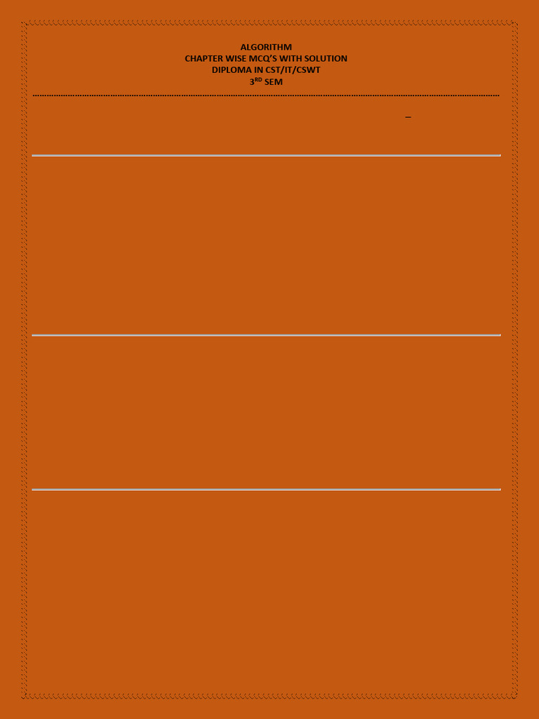 Algorithm - Chapter Wise MCQ With Solve-2024 | PDF | Time Complexity | Dynamic Programming