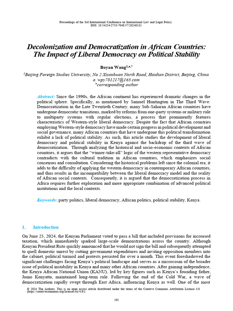 Decolonization and Democratization in African Coun | PDF | Kenya ...