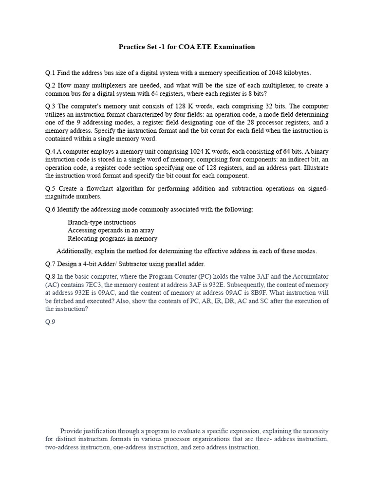 ETE Practice Questions Set - 1 | PDF | Bit | Central Processing Unit