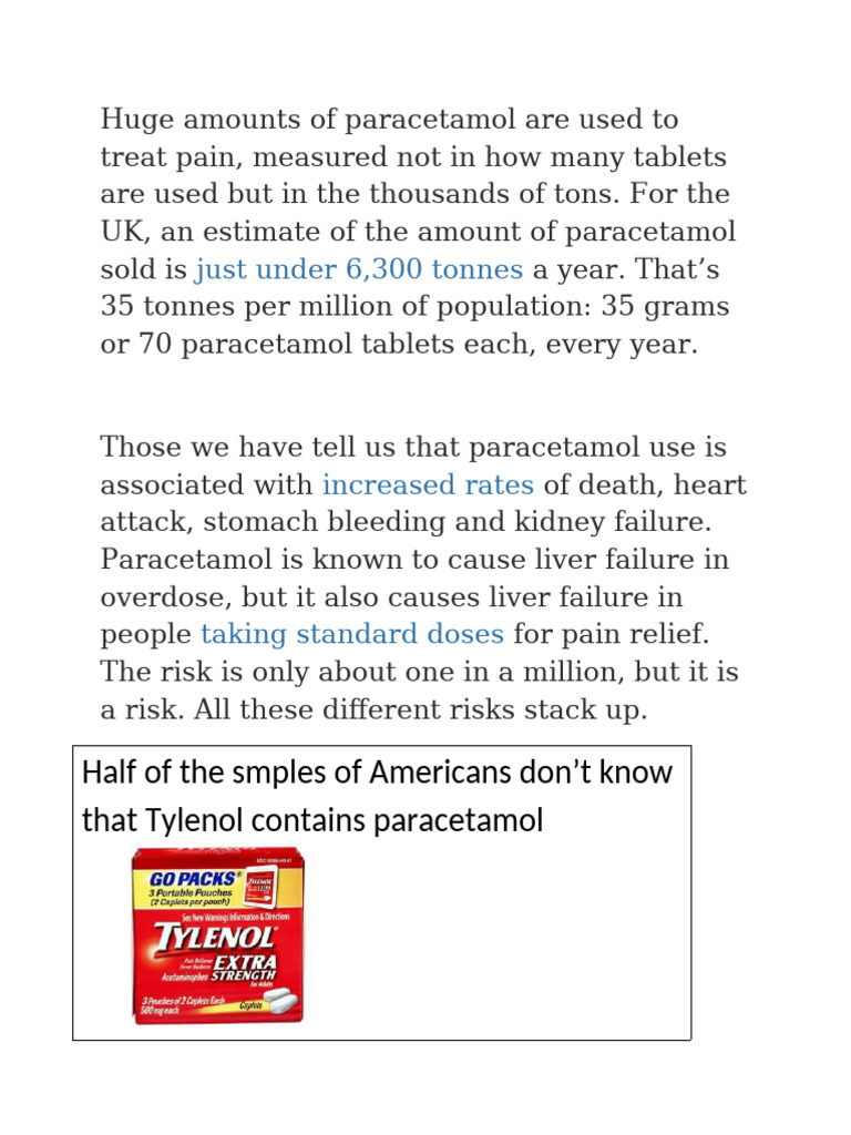 Paracetamol Risks and Usage Insights | PDF