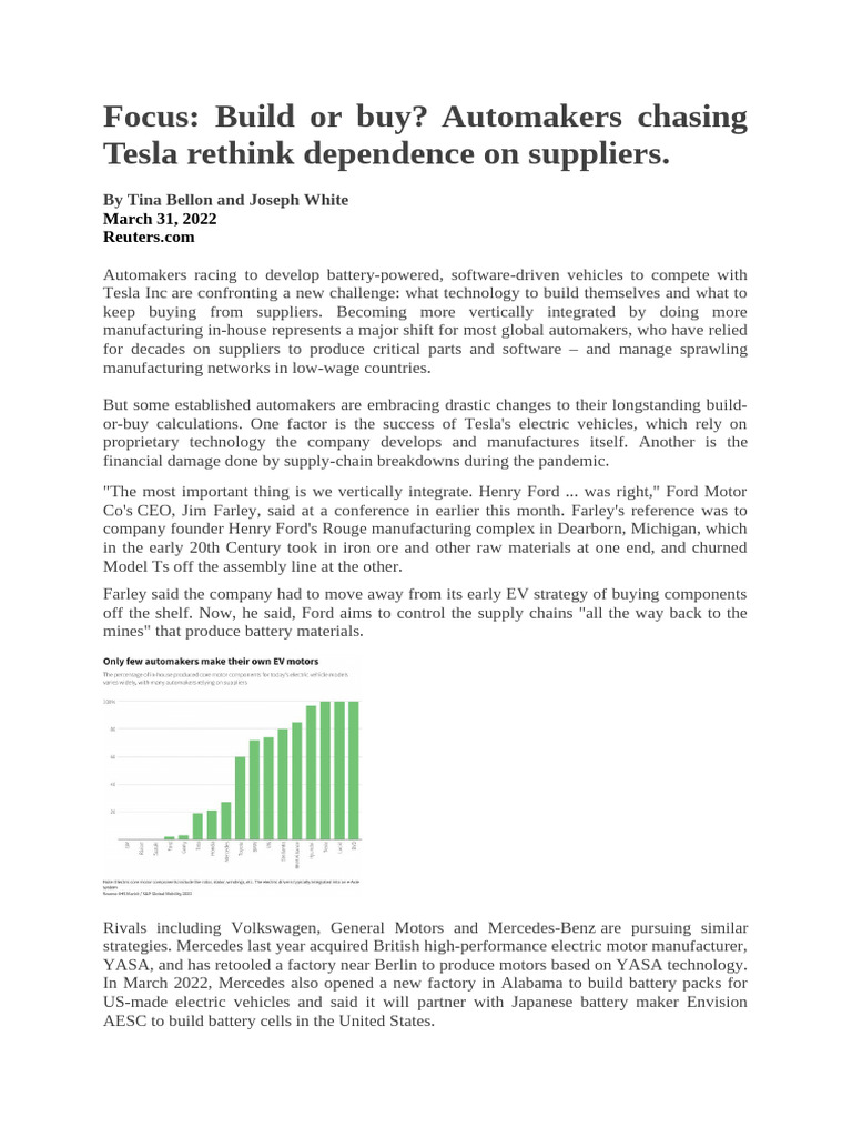 Case - EV Auto Value Chain Positioning | PDF | Electric Vehicle ...