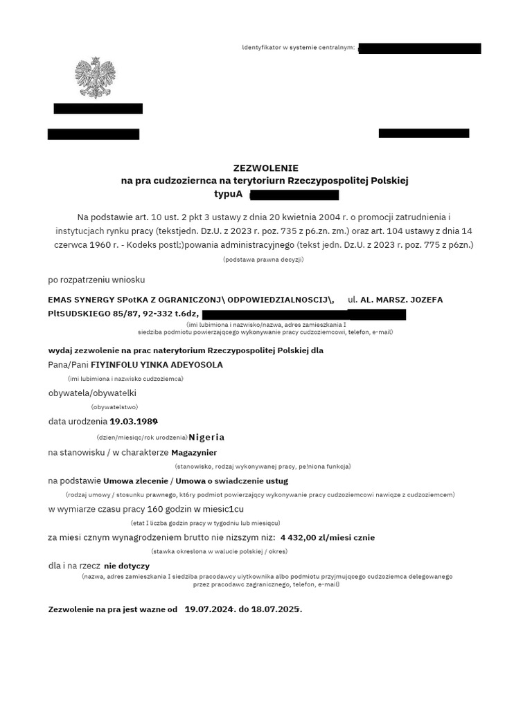 Poland Work Permit | PDF