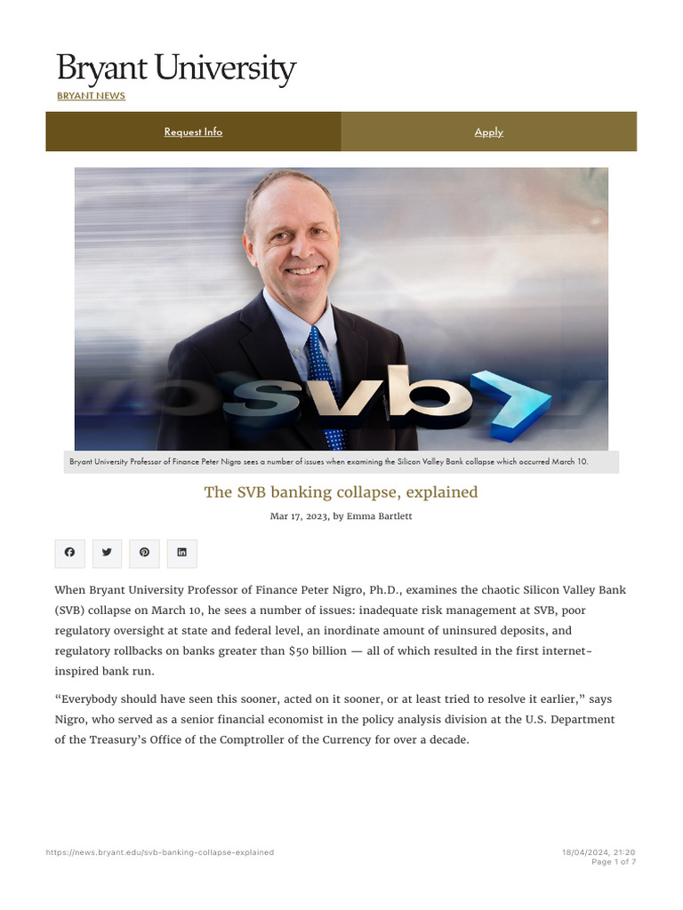 The SVB Banking Collapse, Explained - Bryant News | PDF | Banks ...
