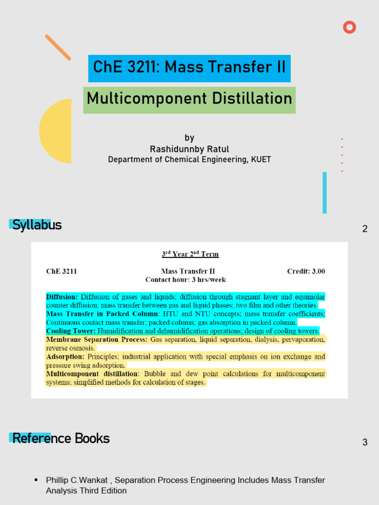 1. Multicomponent Distillation | PDF | Distillation | Phases Of Matter