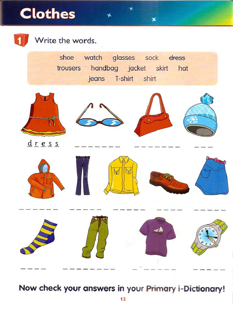03 - Primary-Dictionary-1-Workbook - Topic Clothes | PDF