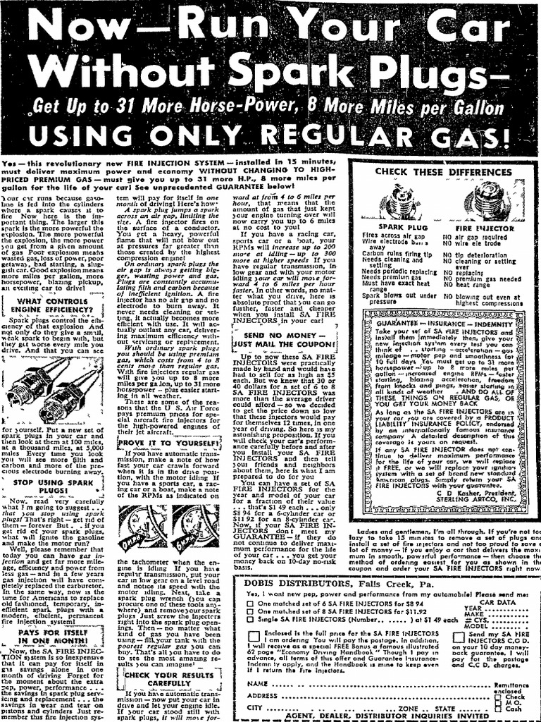 Now Run Your Car Without Spark Plugs | PDF | Distributor | Machines