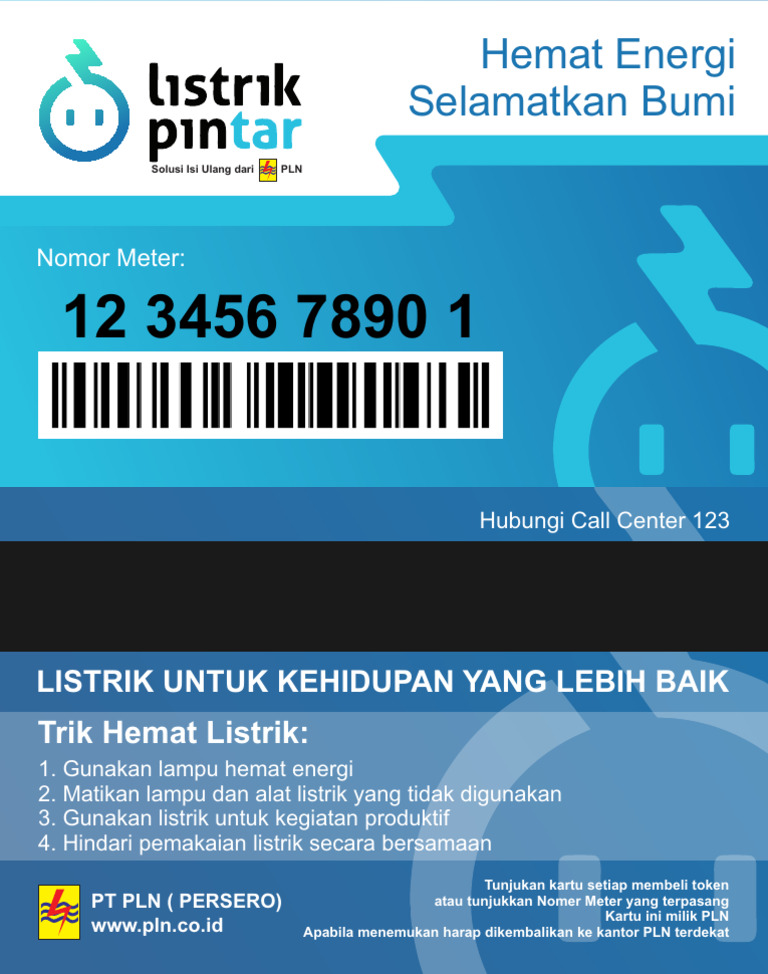 Template Kartu Listrik Pintar PLN | PDF