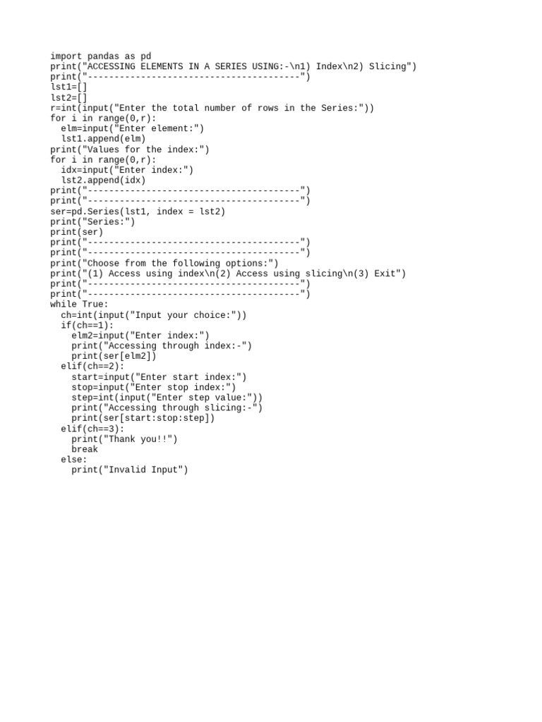 Accessing Series Using Indexind and Slicing | PDF