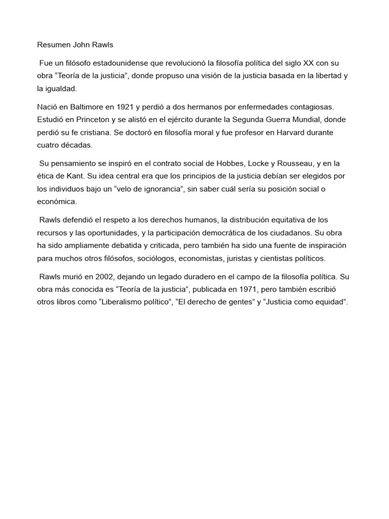 Resumen Rawls | PDF