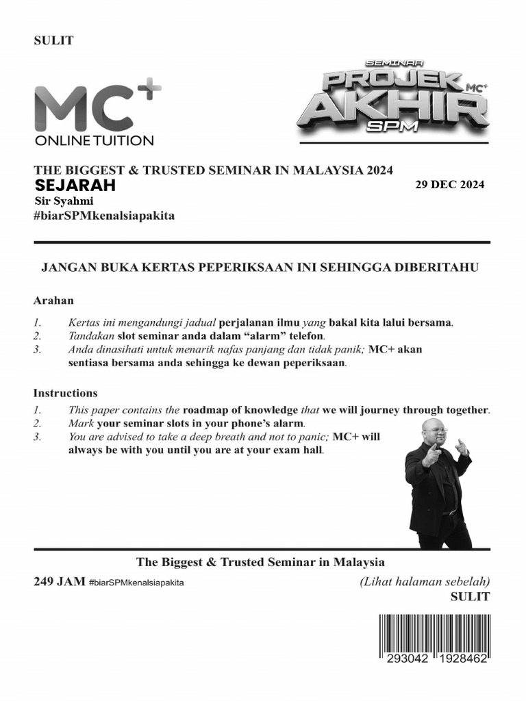 (B&W) Seminar Projek Akhir SPM Sejarah Sir Syahmi 29.12.2024 | PDF
