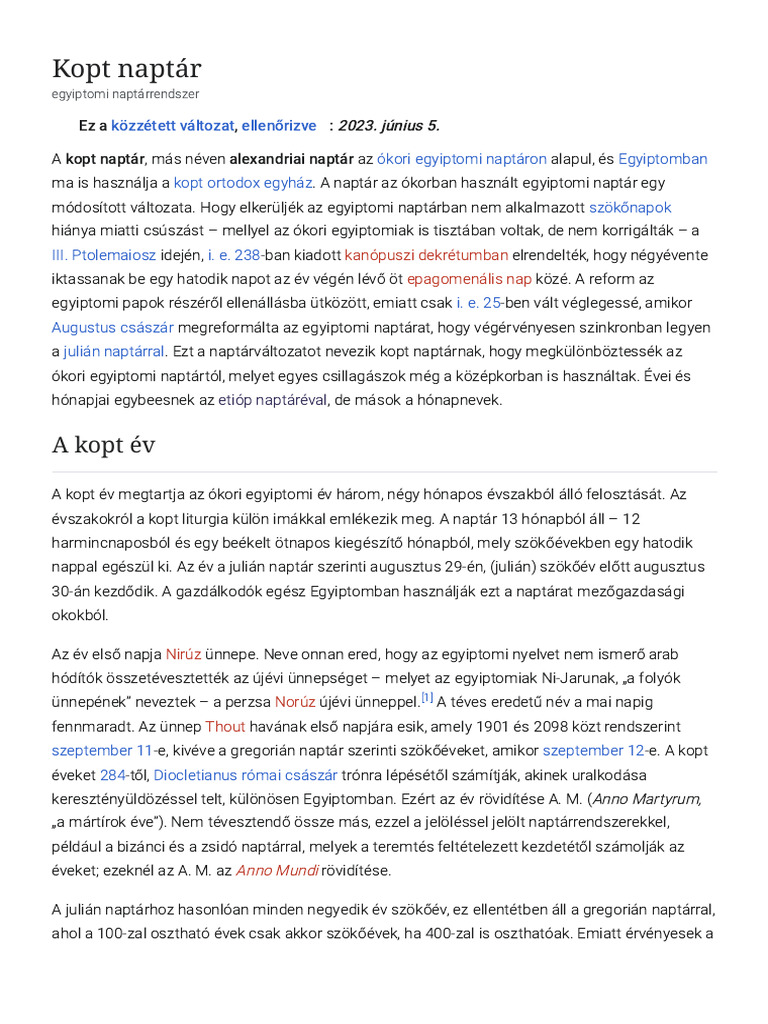 Kopt Naptár | PDF