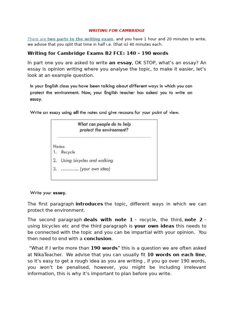 Cambridge B2 Writing Tips | PDF | Essays