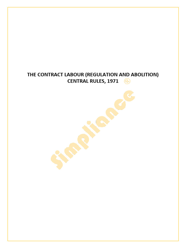Contract Labour Regulation Rules 1971 | PDF | License | Appeal