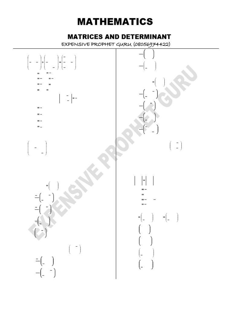 Matrices and Determinant 1 | PDF | Determinant | Matrix (Mathematics)