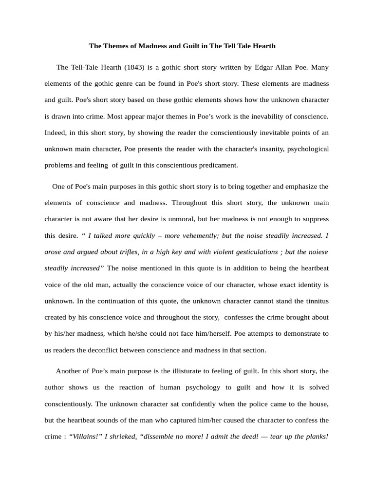 The Themes of Madness and Guilt The Tell Tale Hearth | PDF | Conscience ...