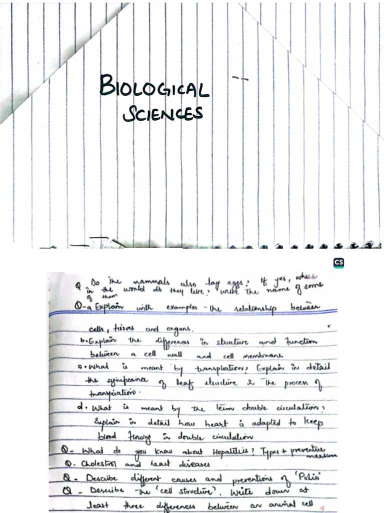 Biological Sciences (Notes 4 | PDF