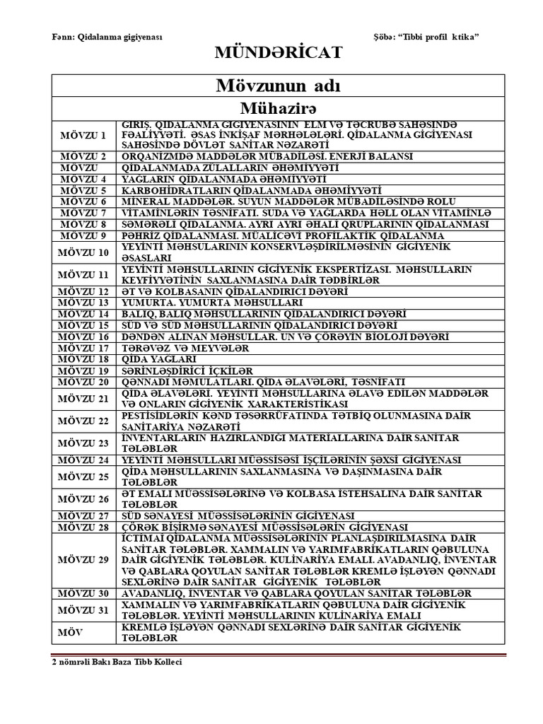 Qidalanma Gigiyenas - 060524 | PDF