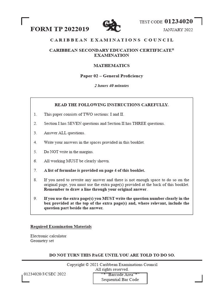 Maths - Jan 2022 P2 | PDF | Area | Circle